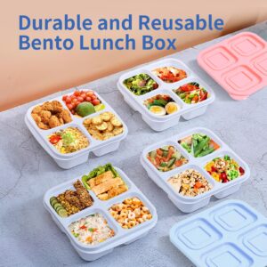 AQSXO Bento Snack Food Containers, Divided Food Storage with Lids for Travel, Reusable Meal Prep Lunch Containers 5 Pcs.