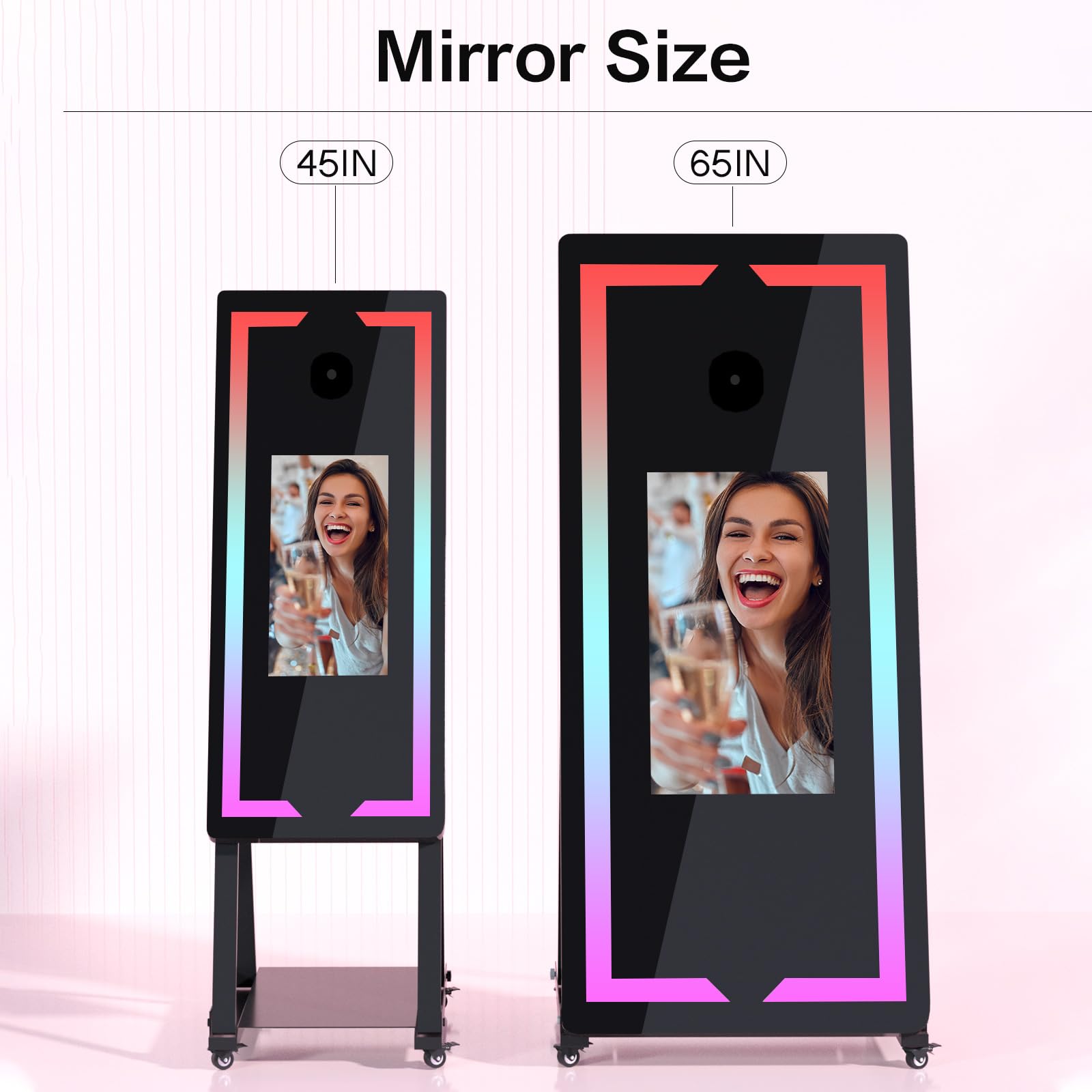 Magic Mirror Photo Booth 65in Built-in Capacitive Mini PC Downloadable Software/Instant Photo Printing(Only for DSLR Cameras)-OLYLO