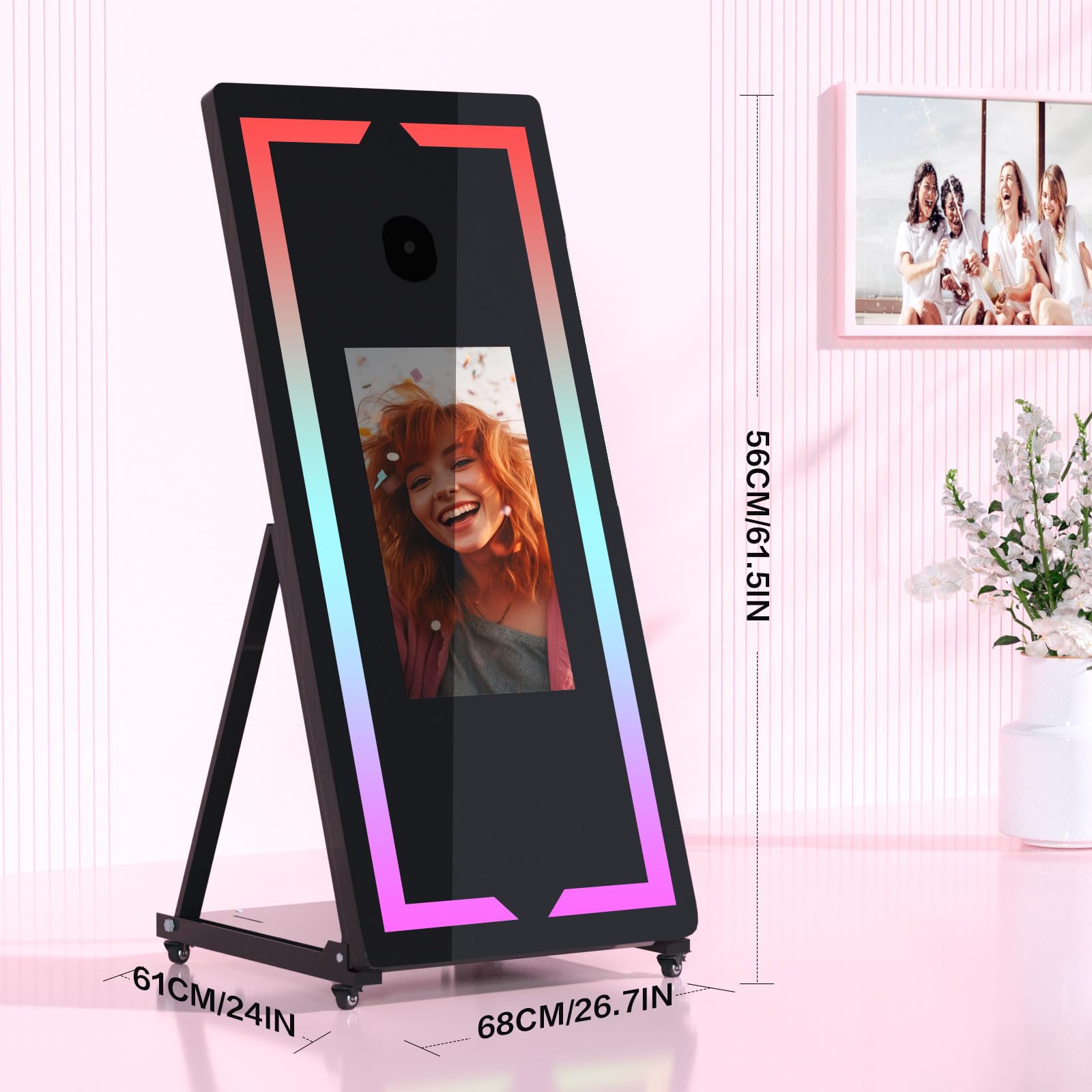 Magic Mirror Photo Booth 65in Built-in Capacitive Mini PC Downloadable Software/Instant Photo Printing(Only for DSLR Cameras)-OLYLO