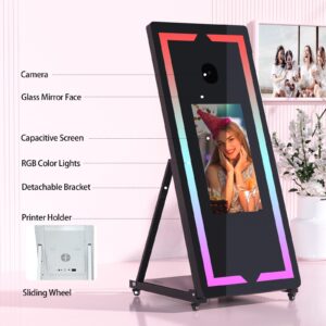 Magic Mirror Photo Booth 65in Built-in Capacitive Mini PC Downloadable Software/Instant Photo Printing(Only for DSLR Cameras)-OLYLO