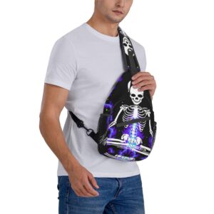 YAkkYA Men & Women Travel Backpack Camping Outdoor Bag, Trippy Meditation Skeleton Sling Backpack Bag for Business Travel Hiking - Durable Carry On Bag