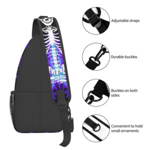 YAkkYA Men & Women Travel Backpack Camping Outdoor Bag, Trippy Meditation Skeleton Sling Backpack Bag for Business Travel Hiking - Durable Carry On Bag