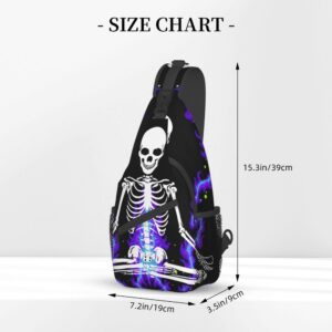 YAkkYA Men & Women Travel Backpack Camping Outdoor Bag, Trippy Meditation Skeleton Sling Backpack Bag for Business Travel Hiking - Durable Carry On Bag