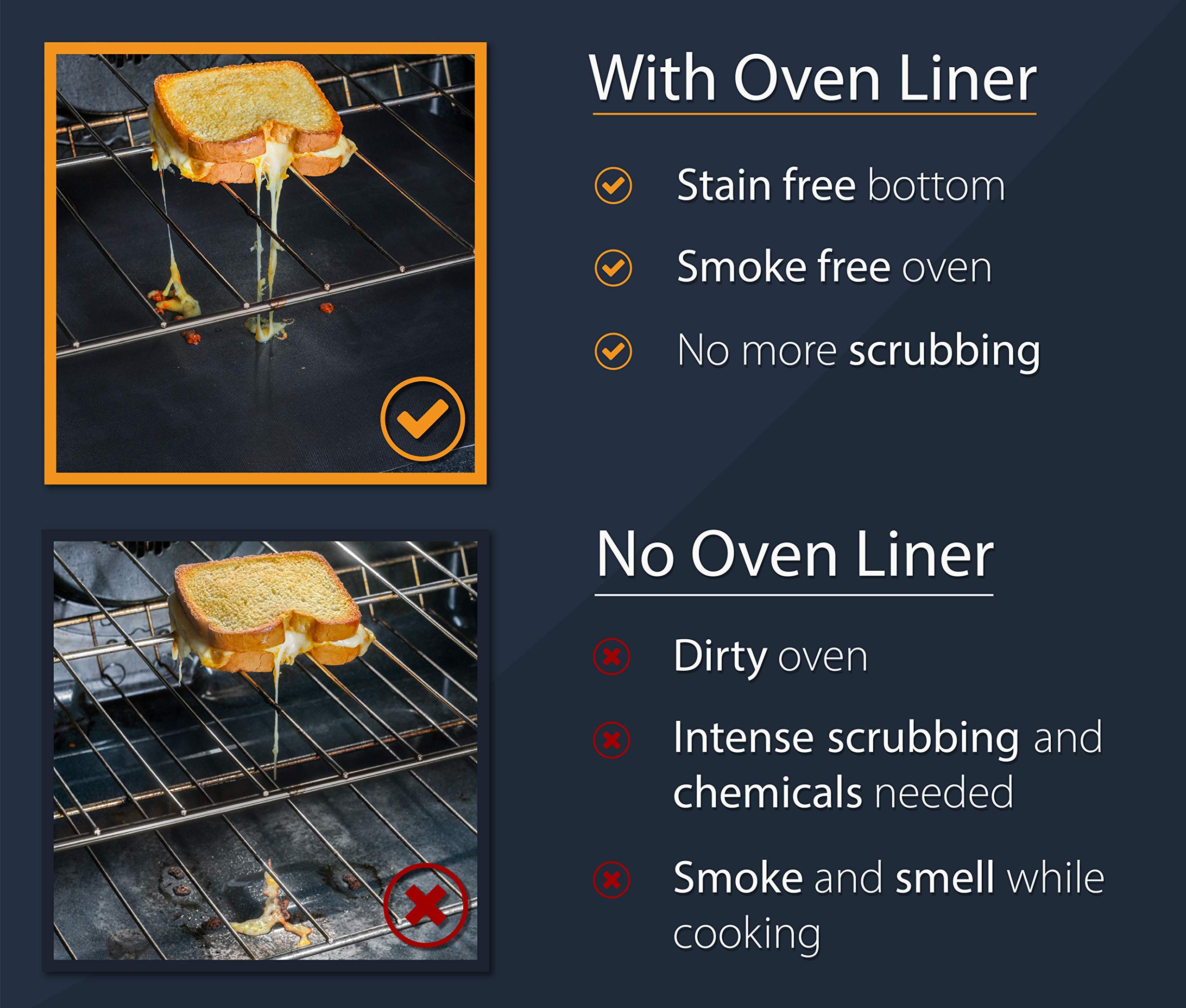 2 Pack Oven Liners and 8 Pack Fridge Liner Sheets Bundle: Shield Your Spaces with Ease - Clean Cooking & Fresh Cooling!