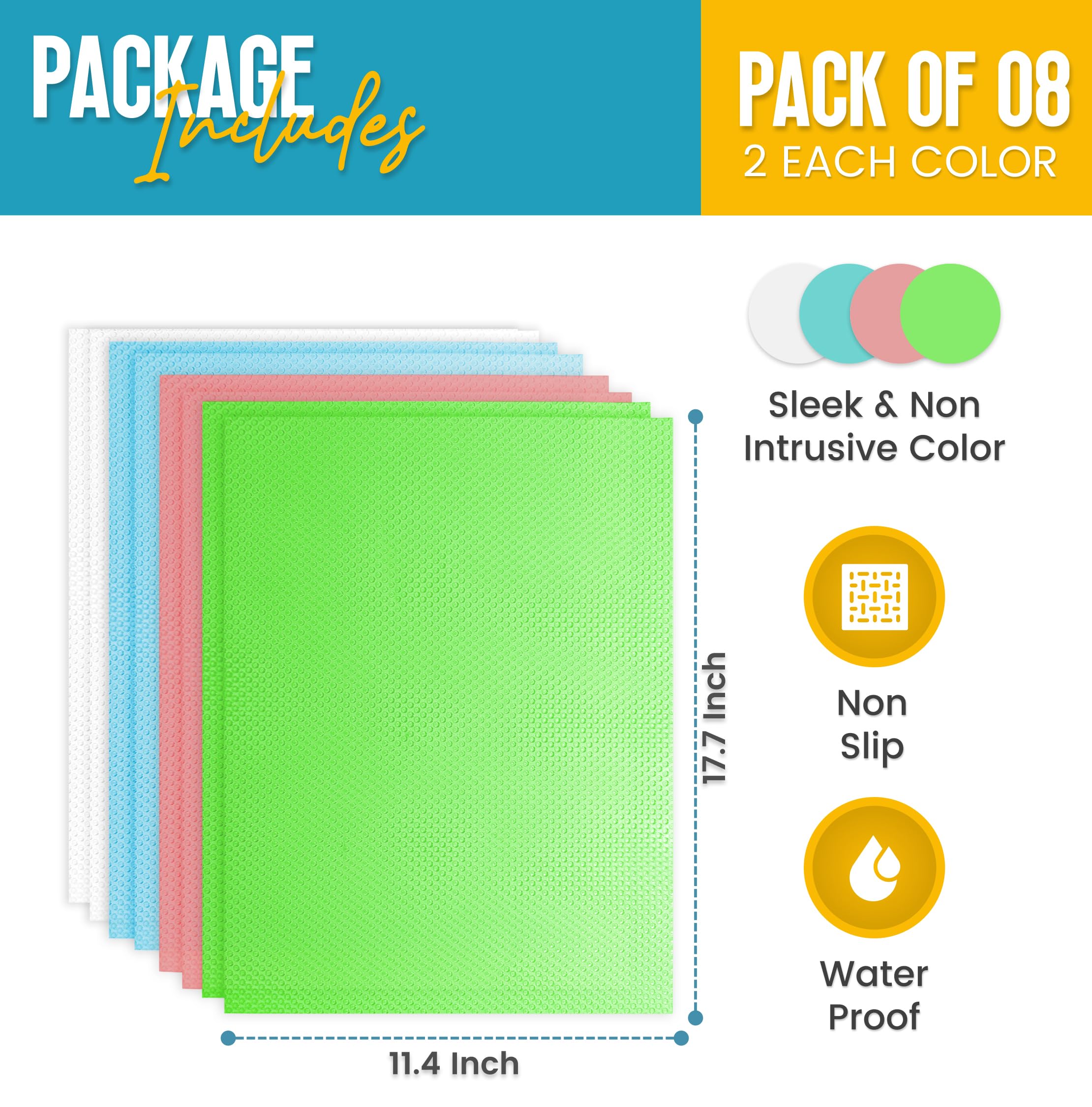 Colorful and Clear Fridge Liners 8 Pack Bundle - Refrigerator Liners for Spill Protection, Organize and Elevate Your Fridge Space!