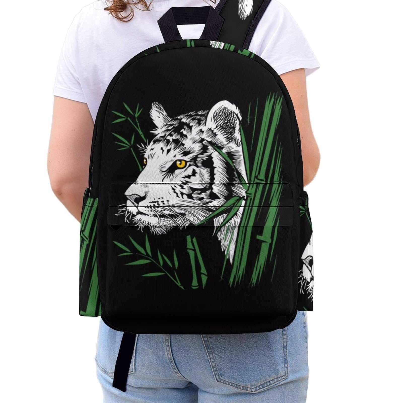 Tiger Bamboo Backpack Lightweight Laptop Backpack Business Bag Casual Shoulder Bags Daypack for Women Men