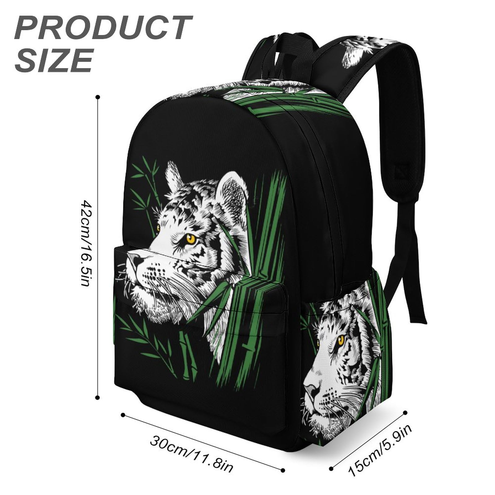 Tiger Bamboo Backpack Lightweight Laptop Backpack Business Bag Casual Shoulder Bags Daypack for Women Men