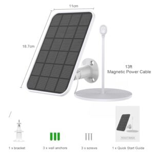 for Arlo Go 2 Solar Panel Charger for Pro 4 Camera, Pro 3 Spotlight, Pro 4XL, Pro 5S 2K, Ultra 2, Ultra, 13FT Magnetic Charging Cable, 360° Adjustable Mount, Weather Resistant(White)