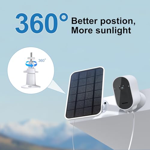 for Arlo Go 2 Solar Panel Charger for Pro 4 Camera, Pro 3 Spotlight, Pro 4XL, Pro 5S 2K, Ultra 2, Ultra, 13FT Magnetic Charging Cable, 360° Adjustable Mount, Weather Resistant(White)