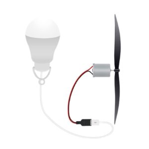 mini wind power generator with 5w usb bulb diy wind turbine model set kits teaching tool abs plastic mini wind turbine (color : 1 set) (color : usb cable 1 meter 5w light bulb)