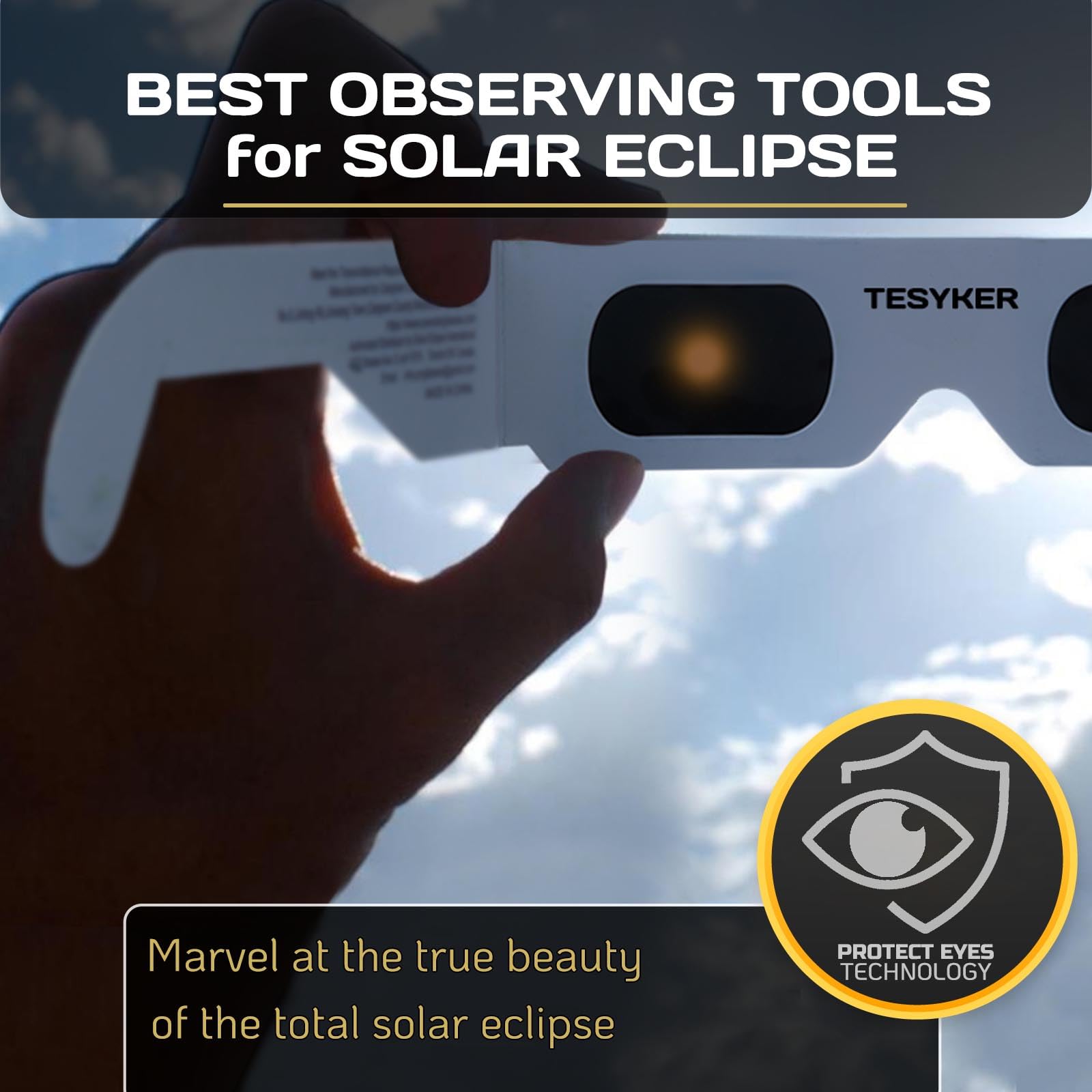 Tesyker Solar Eclipse Glasses, 6 Pack Paper Solar Eclipse Glasses for Safety Solar Eclipse Viewing, ISO 12312-2 Certified For Direct Sun Observation, AAS-Approved