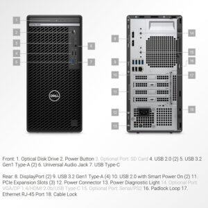 Dell OptiPlex 5000 Series Business Tower Desktop, 12th Gen Intel Core i5-12500 Processor, 32GB RAM, 1TB PCIe SSD, DP, RJ-45, DVD, Wi-Fi, Wired Keyboard & Mouse, Windows 11 Pro, Black