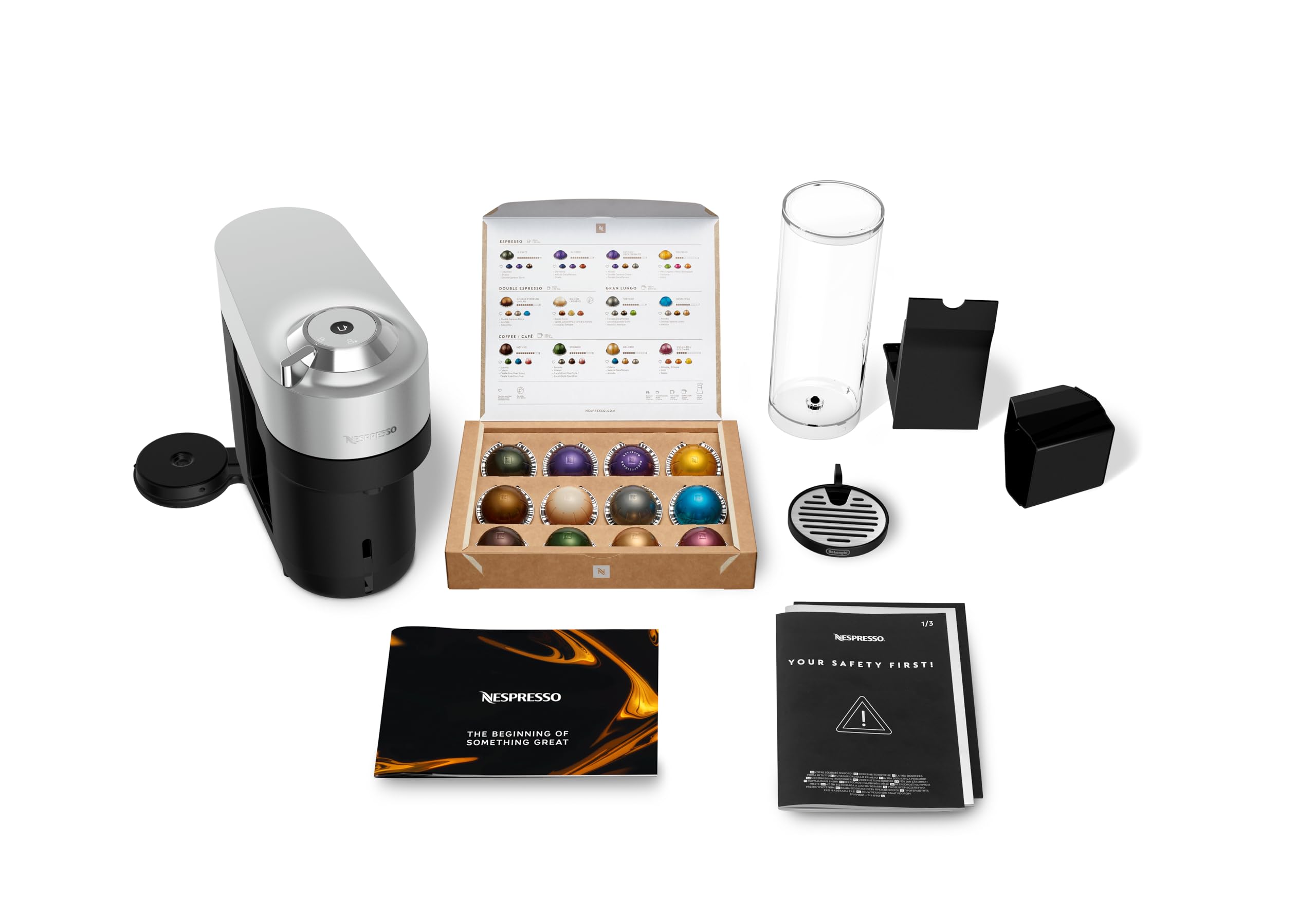 Nespresso Vertuo Pop+ Deluxe by De'Longhi with Aeroccino, Silver