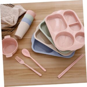 RORPOIR Divided Toddler Kids Trays for Eating Kids Plate Baby Kit Kids Suit Baby Suits Infant Suit Fiber Dinnerware Straw Wheat Travel