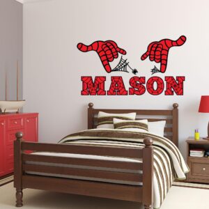 Custom Name Wall Decal - Kids Name Wall Decor - Sipider Theme Name Wall Sticker - Wall Decal for Boys Bedroom Room