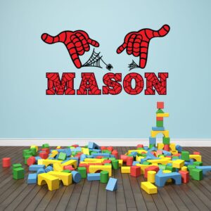 Custom Name Wall Decal - Kids Name Wall Decor - Sipider Theme Name Wall Sticker - Wall Decal for Boys Bedroom Room