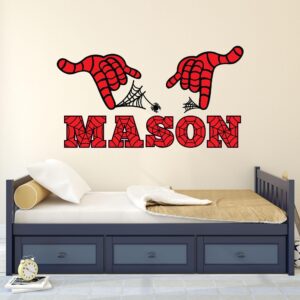 Custom Name Wall Decal - Kids Name Wall Decor - Sipider Theme Name Wall Sticker - Wall Decal for Boys Bedroom Room