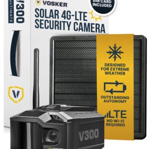 Vosker V300 Ultimate 4G-LTE Autonomous Outdoor Security Camera | High-Capacity 15,000 mAh External Solar Power Bank | SIM Card Included | No Wi-Fi Needed | Live Streaming