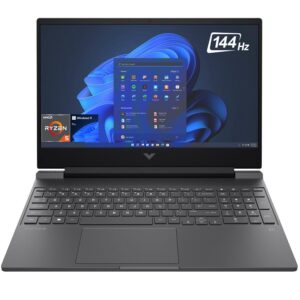 hp victus gaming laptop, 15.6" fhd ips 144hz display, amd 6-core ryzen 5 7535hs (beat i7-1260p), geforce rtx 2050, 16gb ddr5, 512gb pcie 4.0, backlit kb, wi-fi 6, rj-45, usb-c, hdmi, win 11 pro