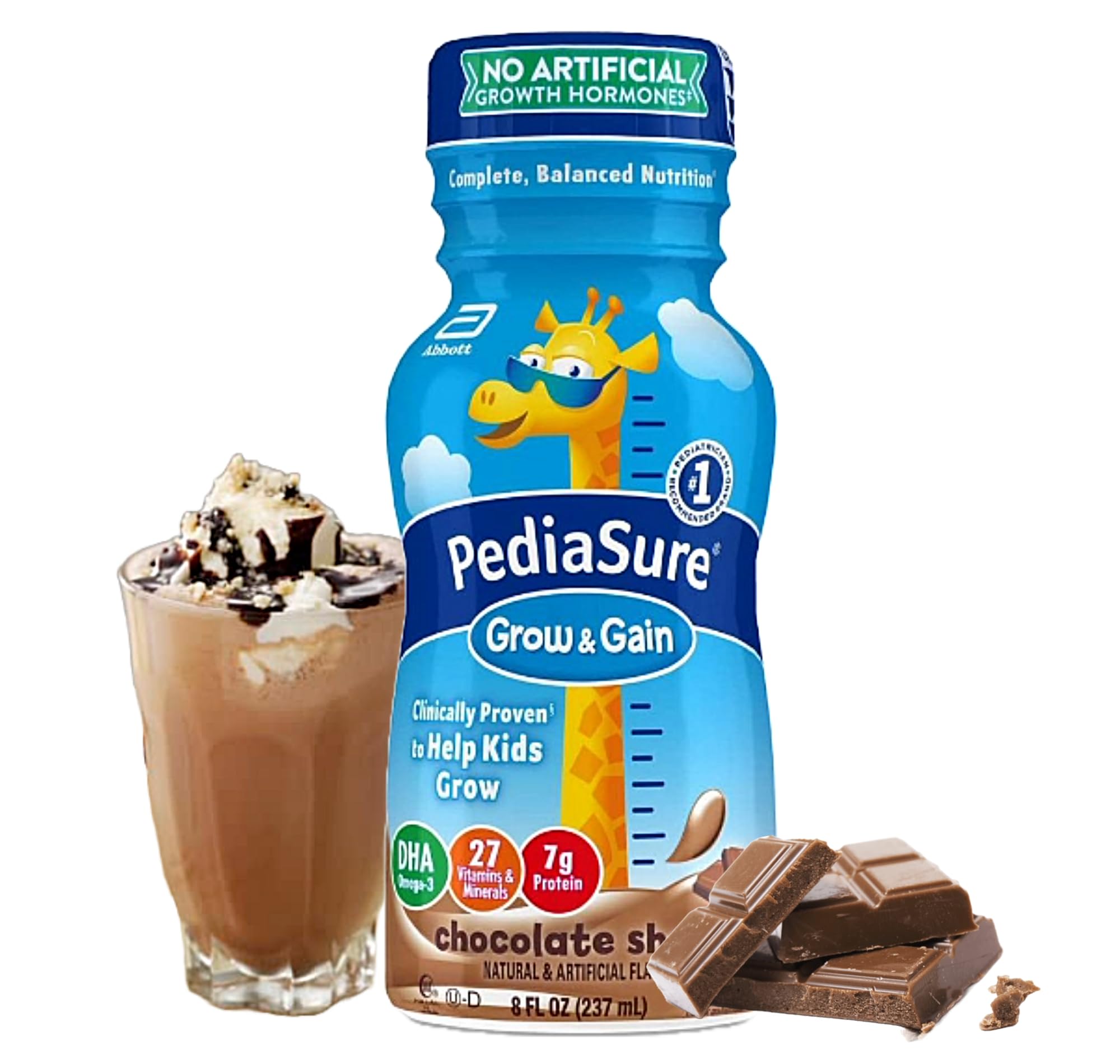 PediaSure Grow and Gain With Immune Support Shake | Complete Balanced Nutrition | Strawberry, Vanilla, and Chocolate Flavors Assortments It’s Great for Kids Breakfast, in a Lunch Box, and as a Snack! | 8 FL OZ Bottle- BETRULIGHT Value Pack of 6 (Assortmen