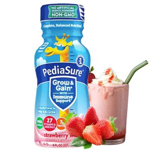 PediaSure Grow and Gain With Immune Support Shake | Complete Balanced Nutrition | Strawberry, Vanilla, and Chocolate Flavors Assortments It’s Great for Kids Breakfast, in a Lunch Box, and as a Snack! | 8 FL OZ Bottle- BETRULIGHT Value Pack of 6 (Assortmen