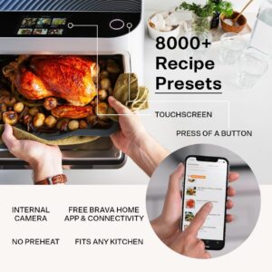 Brava Glass: 10-in-1 Touchscreen Countertop Smart Oven, Glass Door, Wireless Thermometer, Air Fryer, 6-Slice Toaster, Slow Cooker, Reheater, Dehydrator, Rice Cooker, Auto-Shut Off, 1800W