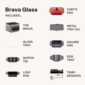 Brava Glass: 10-in-1 Touchscreen Countertop Smart Oven, Glass Door, Wireless Thermometer, Air Fryer, 6-Slice Toaster, Slow Cooker, Reheater, Dehydrator, Rice Cooker, Auto-Shut Off, 1800W