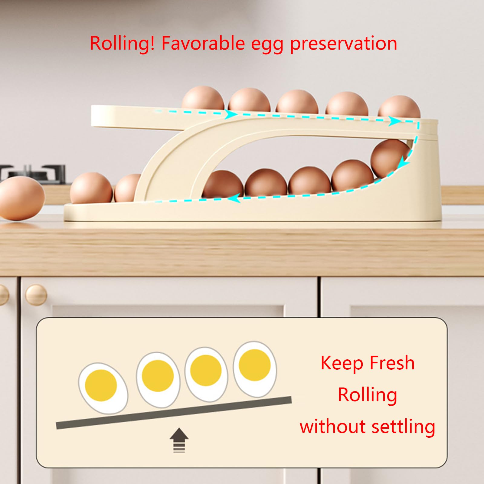 Automatic Rolling Eggs Box Layer Rack Holder For Fridge Fresh-keeping Storage Container Eggs Dispenser Kitchen Organizer Kitchen Storage Container