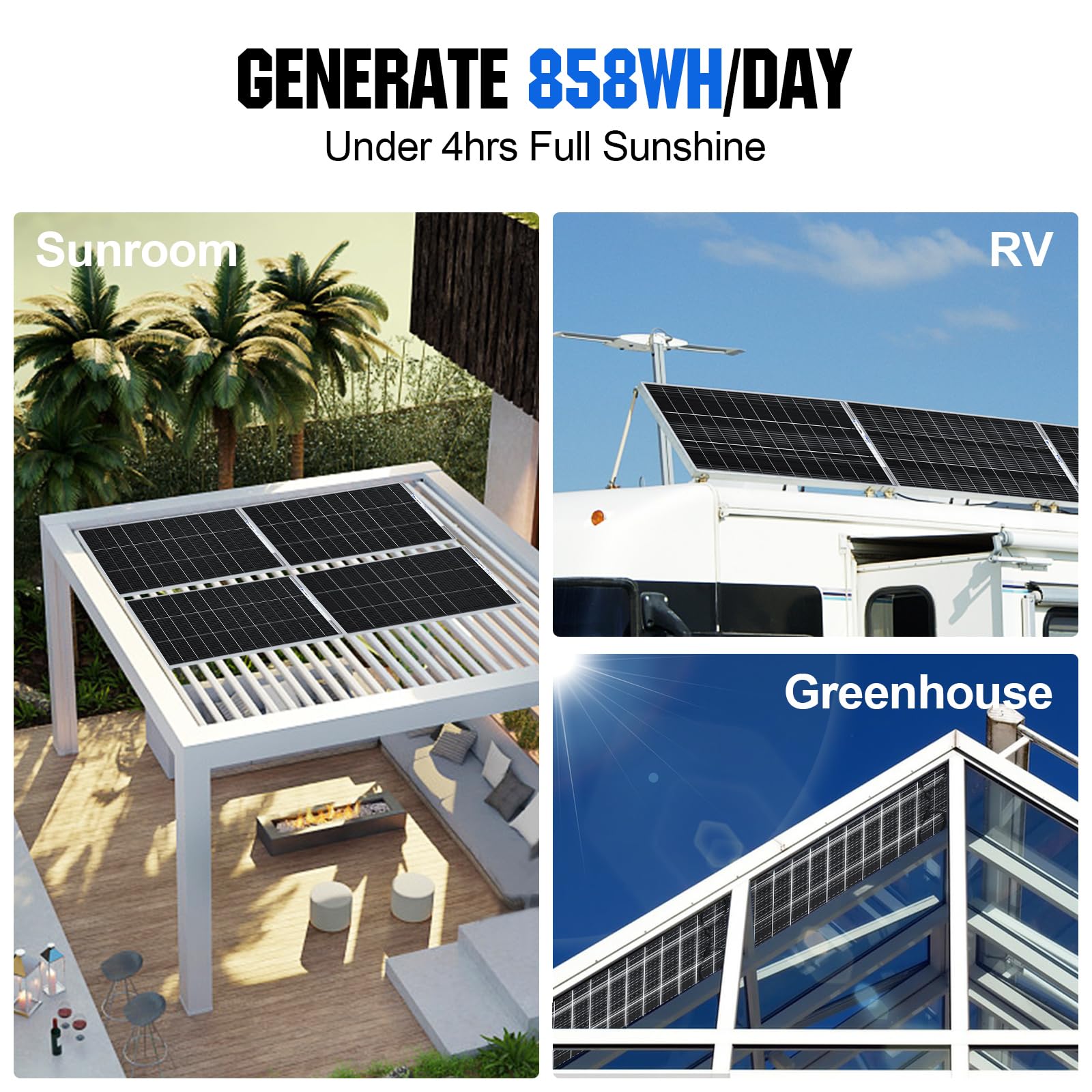 ECO-WORTHY 400W Bifacial Solar Panel 2pcs 195 Watt 12 Volt Monocrystalline Solar Panel Module Off Grid PV Power for Home, Camping, Boat, Shed Farm, RV