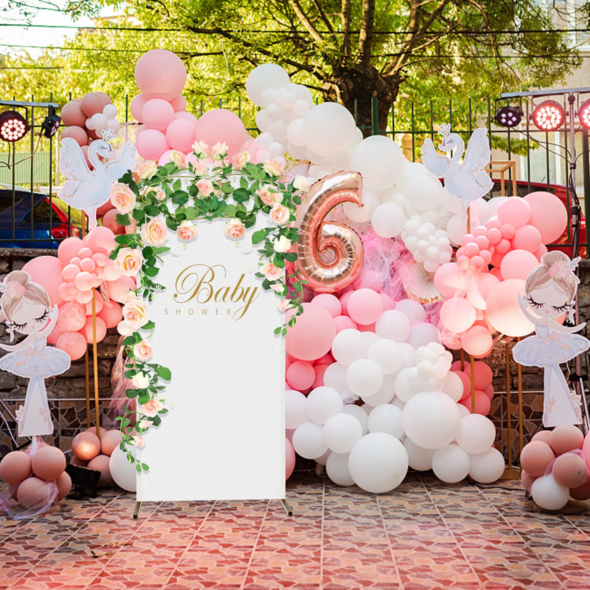 3 Pcs Arch Backdrop Cover- Spandex Fitted Round Top Wedding Arch Cover- 2 Sided Arch Stand Cover Backdrop Fabric for Wedding Birthday Banquet Decor, 4Ft & 5Ft & 6Ft (Frame Not Included)