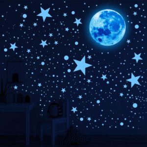 492Pcs Glow in The Dark Stars for Ceiling Glow in The Dark Moon and Space Wall Decals Glowing Galaxy Universe Planet Wall Stickers Ceiling Stars Glow in The Dark Kids Boys Bedroom Living Room Decor