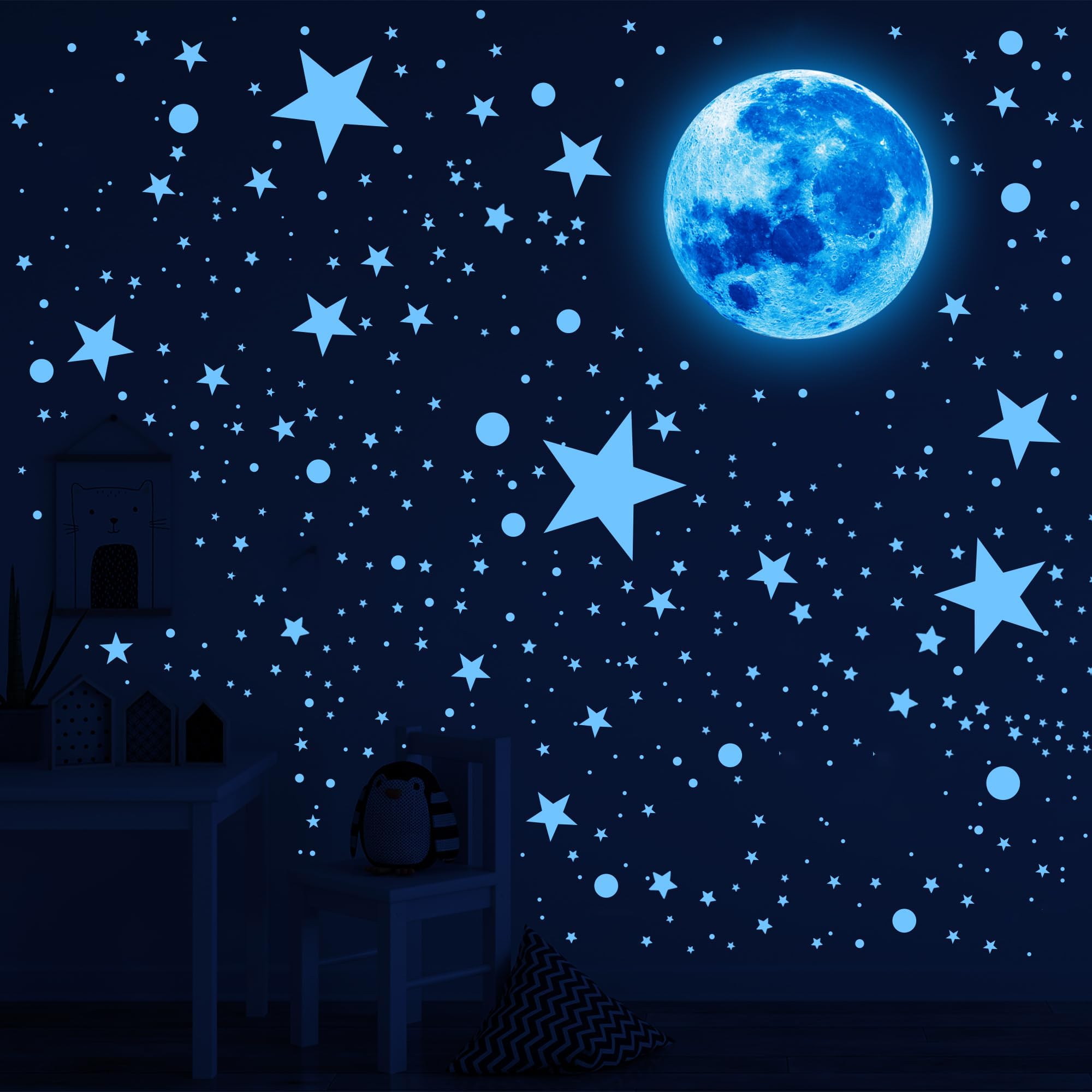 492Pcs Glow in The Dark Stars for Ceiling Glow in The Dark Moon and Space Wall Decals Glowing Galaxy Universe Planet Wall Stickers Ceiling Stars Glow in The Dark Kids Boys Bedroom Living Room Decor