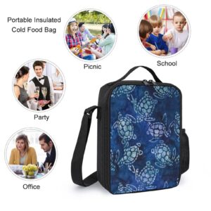 Sea Turtle Blue Print 17 Inch Laptop Backpack Lunch Bag Pencil Case Lightweight 3 Piece Set for Travel Hiking