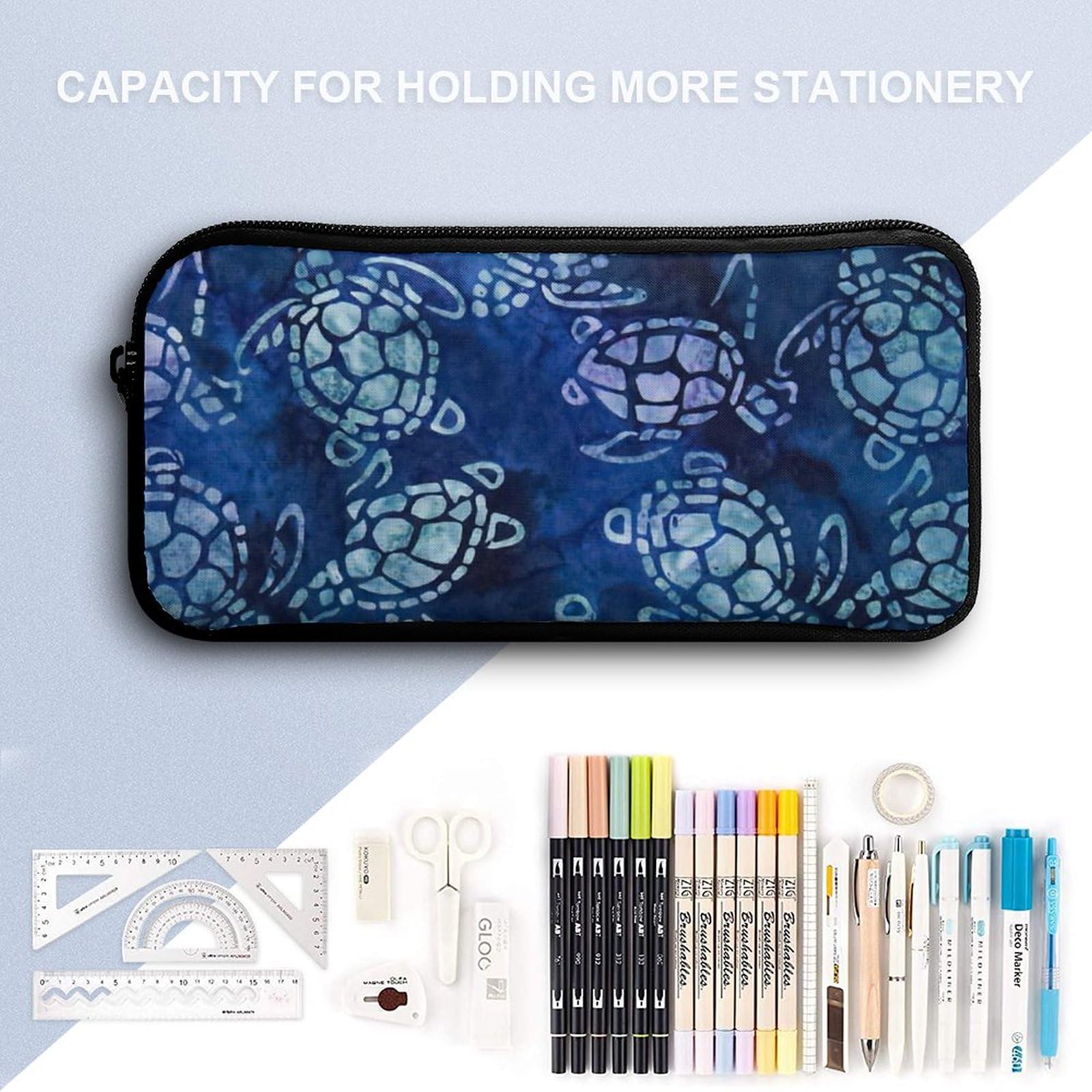 Sea Turtle Blue Print 17 Inch Laptop Backpack Lunch Bag Pencil Case Lightweight 3 Piece Set for Travel Hiking