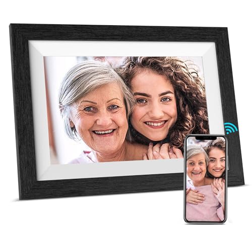 BSIMB 10.1 Inch 32GB WiFi Digital Picture Frame, 1280x800 HD IPS Touch Screen Photo Frame Electronic, Motion Sensor, Auto-Rotate, Wall-Mounted, Share Photos/Videos via App/Email, Gift for Grandparents