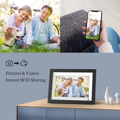 BSIMB 10.1 Inch 32GB WiFi Digital Picture Frame, 1280x800 HD IPS Touch Screen Photo Frame Electronic, Motion Sensor, Auto-Rotate, Wall-Mounted, Share Photos/Videos via App/Email, Gift for Grandparents