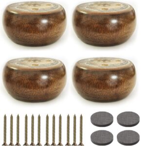 btibpse 2 inch high wooden sofa/bed riser round shaped wood furniture legs/couch legs/replacement sofa feet/dresser leg set of 4 diameter: 3.7inch, walnut