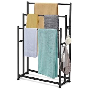 47.6 inch tall free standing towel racks 3 tier pool towel rack outdoor oversized floor bath towel drying valet holder blanket quilt rack stand for bathroom bedroom beach hot tub gym pool area outside