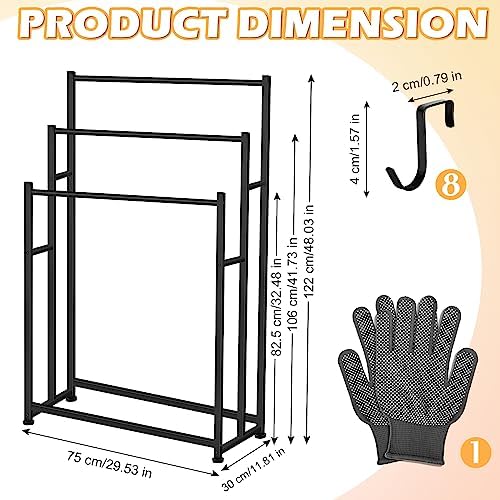 47.6 Inch Tall Free Standing Towel Racks 3 Tier Pool Towel Rack Outdoor Oversized Floor Bath Towel Drying Valet Holder Blanket Quilt Rack Stand for Bathroom Bedroom Beach Hot Tub Gym Pool Area Outside