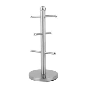 Mug Holder Tree, Coffee Cups Stand with 6 Hooks, Stainless Steel Tree Shape Coffee Mug Stand, Stable Mug Stand for Kitchen Counter Cabinet Cafe