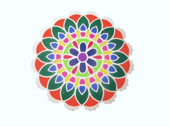 DIY MDF Readymade Round Rangoli Mat Easy to Use Rangoli Template Easy to Fill Wooden MDF Rangoli Boards for Indian Traditional Festival (Size:- 12 Inches Diameter)