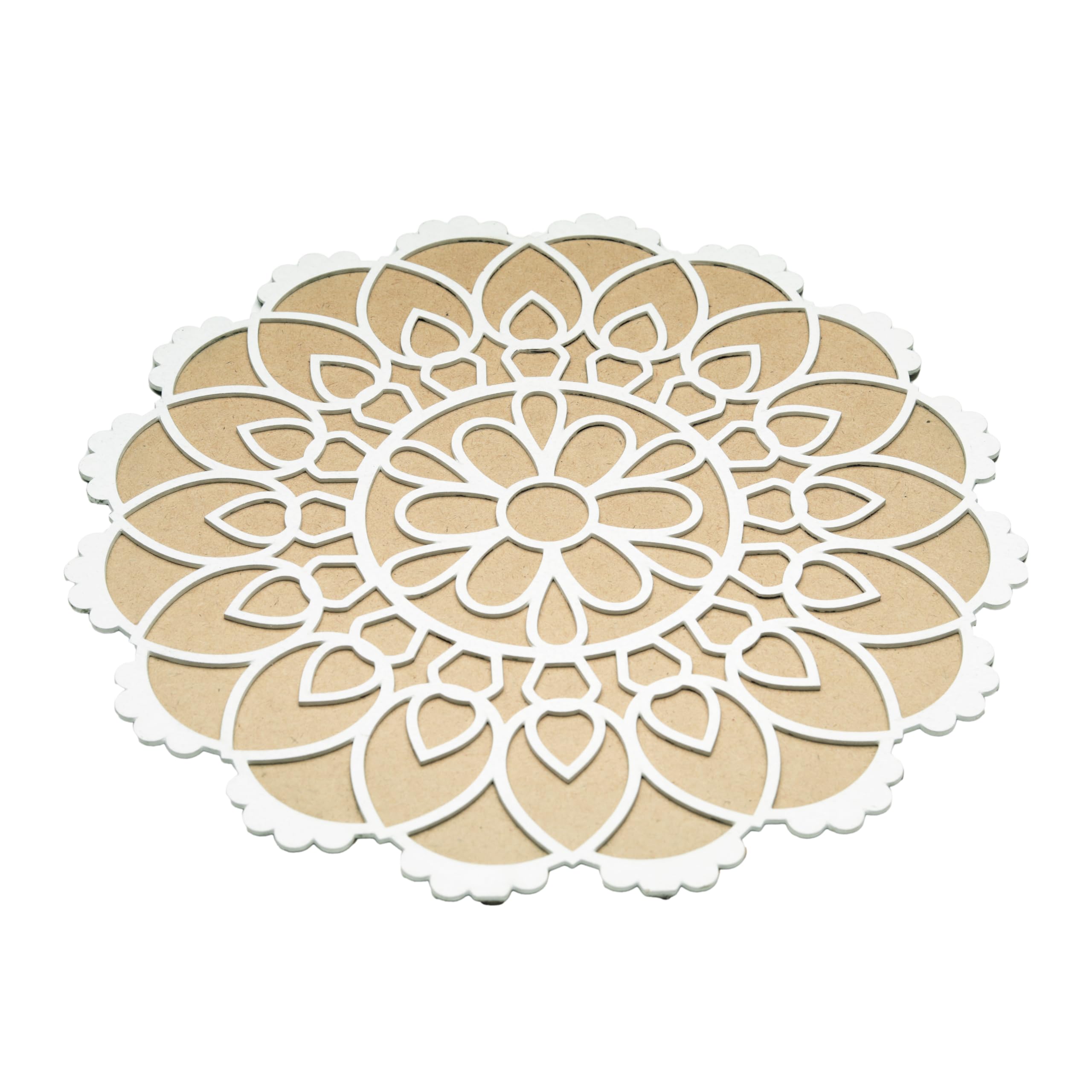 DIY MDF Readymade Round Rangoli Mat Easy to Use Rangoli Template Easy to Fill Wooden MDF Rangoli Boards for Indian Traditional Festival (Size:- 12 Inches Diameter)