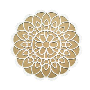 DIY MDF Readymade Round Rangoli Mat Easy to Use Rangoli Template Easy to Fill Wooden MDF Rangoli Boards for Indian Traditional Festival (Size:- 12 Inches Diameter)