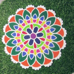 DIY MDF Readymade Round Rangoli Mat Easy to Use Rangoli Template Easy to Fill Wooden MDF Rangoli Boards for Indian Traditional Festival (Size:- 12 Inches Diameter)