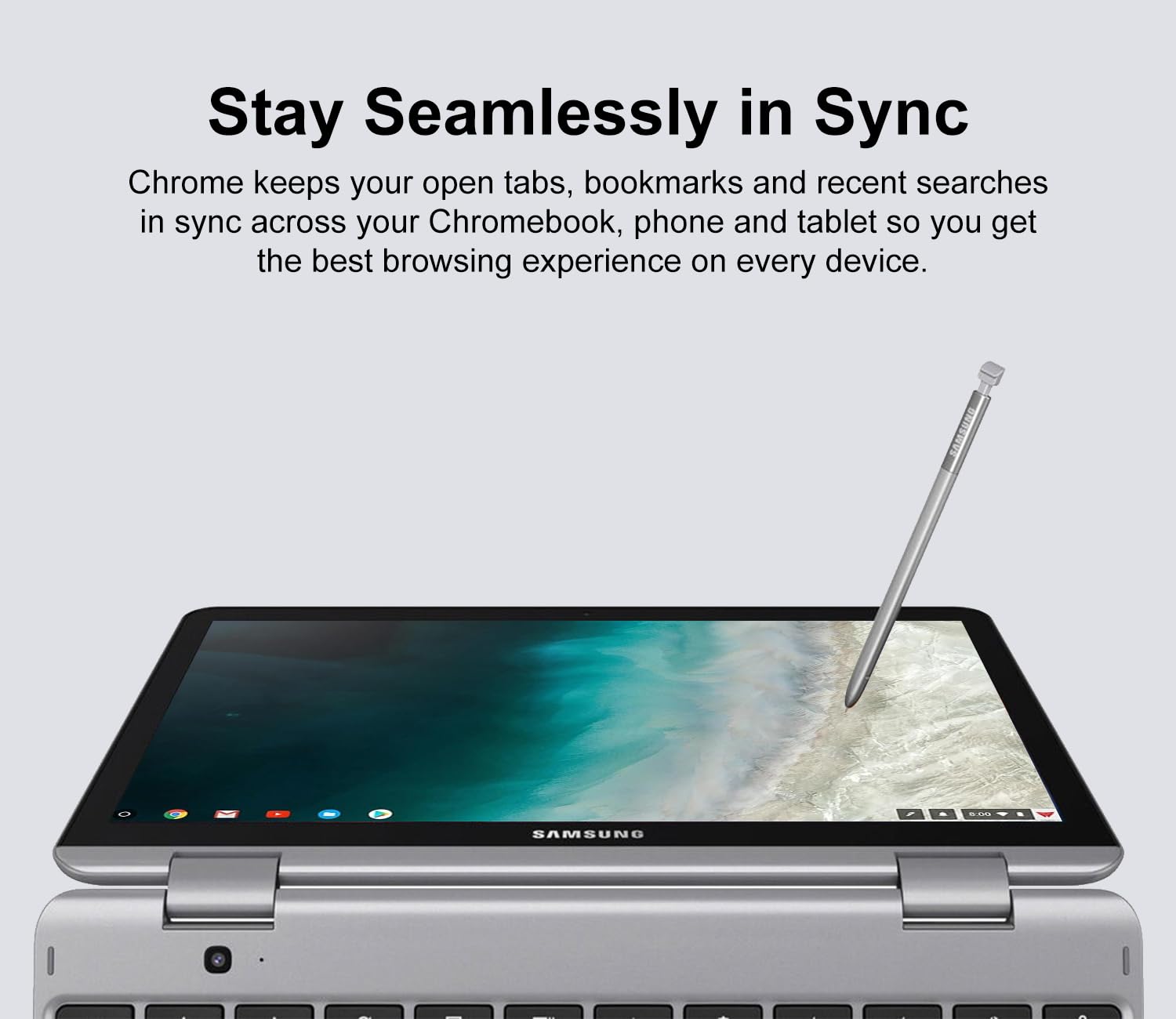 SAMSUNG Chromebook Plus 12.2" Touchscreen FHD+ 2-in-1 Laptop Computer, Intel Celeron 3965Y Processor, 4GB RAM, 64GB eMMC, WiFi, Bluetooth, Stealth Silver, Digital Pen, Chrome OS