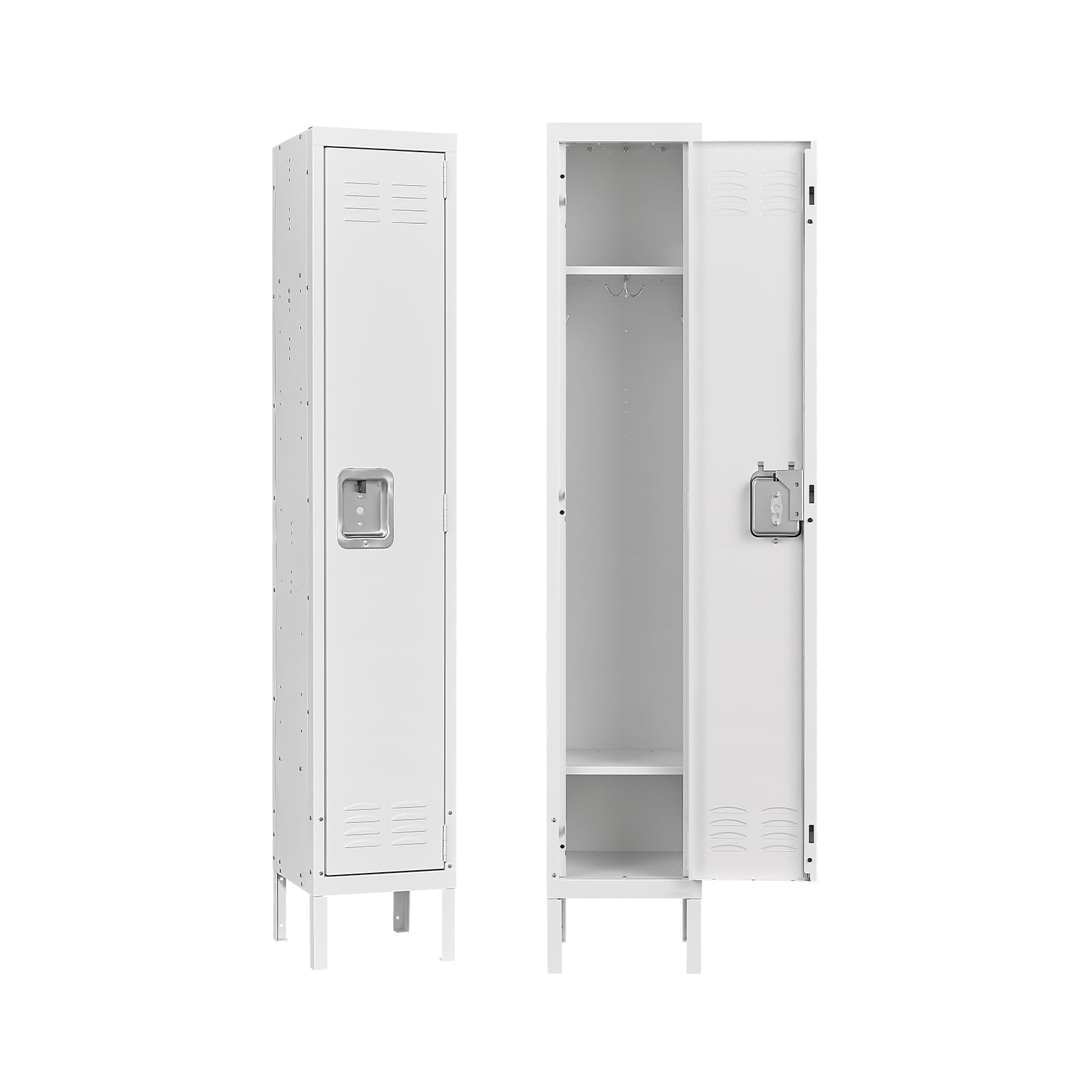 Yizosh Metal Lockers for Employees with Lock, Employees Locker Storage Cabinet with 1 Doors, Tall Steel Storage Locker for Gym, School, Office (White, 1 Door)