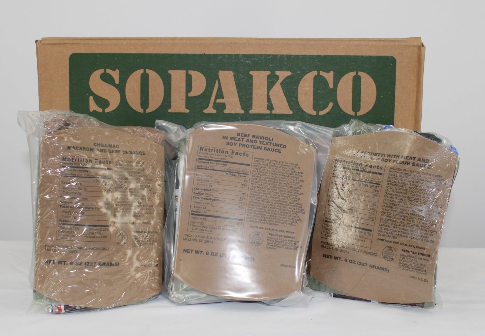 SOPAKCO MREs-Reduced Sodium Food Rations 16 Meals Ready To Eat - 8/23 or newer