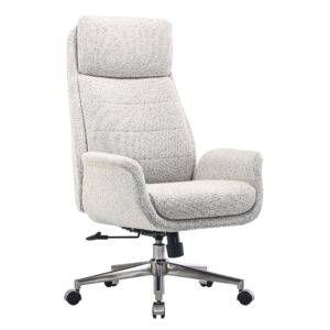 realspace® modern comfort pizana bouclé fabric high-back executive office chair, light sand/brushed nickel, bifma compliant