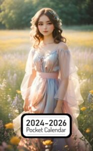 pocket calendar 2024-2026: two-year monthly planner for purse , 36 months from january 2024 to december 2026 | slavic girl portrait | pastel organza gown | sun-drenched field of wildflowers