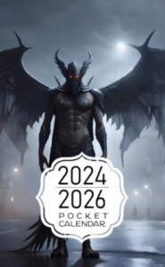 pocket calendar 2024-2026: two-year monthly planner for purse , 36 months from january 2024 to december 2026 | scary half-monster half-human winged creature